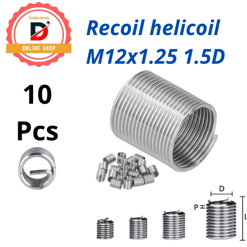 Jual 10Pcs Recoil M12x1.25 1.5D Recoil Helicoil Verbos Perbaikan Drat ...