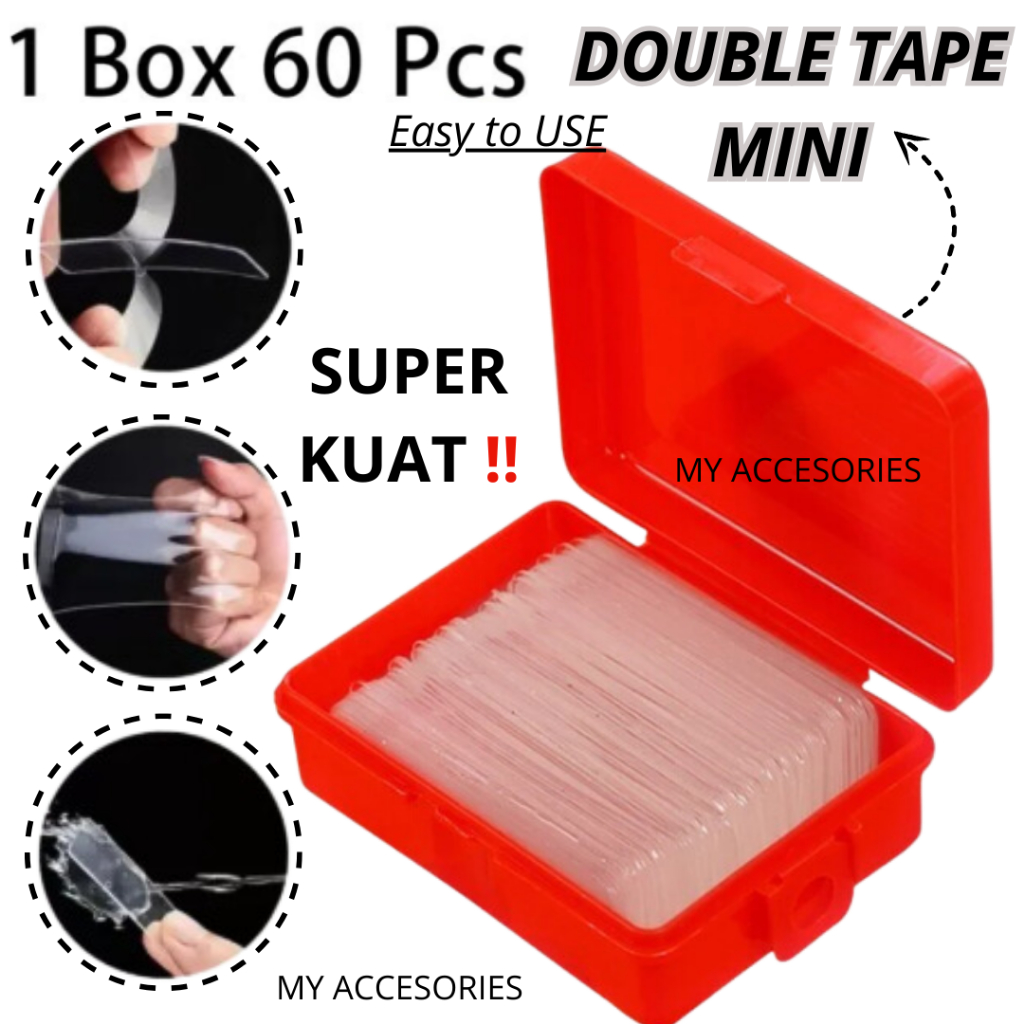 Jual MYACC! DOUBLE TAPE Mini 1 BOX (60 PCS) NANO Tip BENING Lakban DUA ...