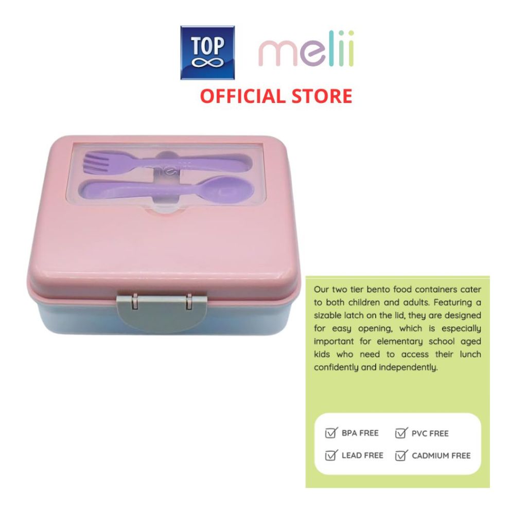 Jual Melii Baby 2 Tier Bento Lunch Box - Set Kotak Makan Bento dan Alat ...