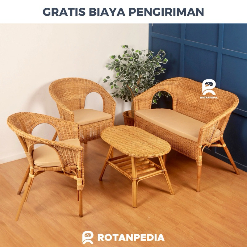 Jual Kursi Tamu Kelek Rotan Anyaman Minimalis 1 Set | Kursi Sofa Tamu ...