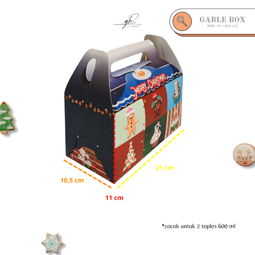 Jual Gable Box : 21x10,5x11 cm Gable Box Natal | Box Cookies | Desert ...