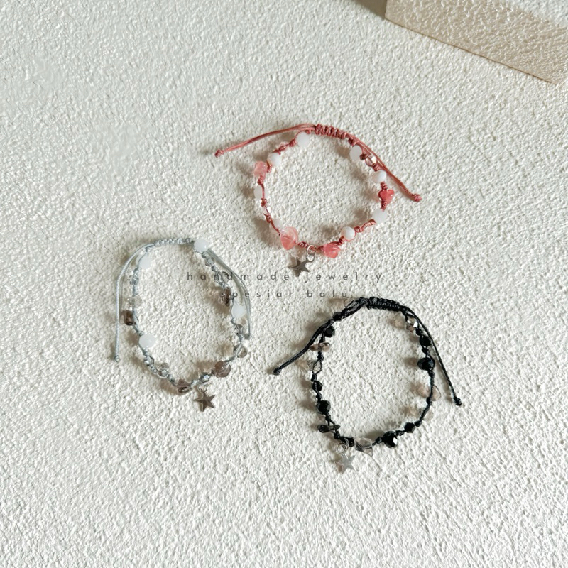 Jual Gelang Tali Manik Manik Aesthetic Korea Beads Kristal Wanita Serut ...
