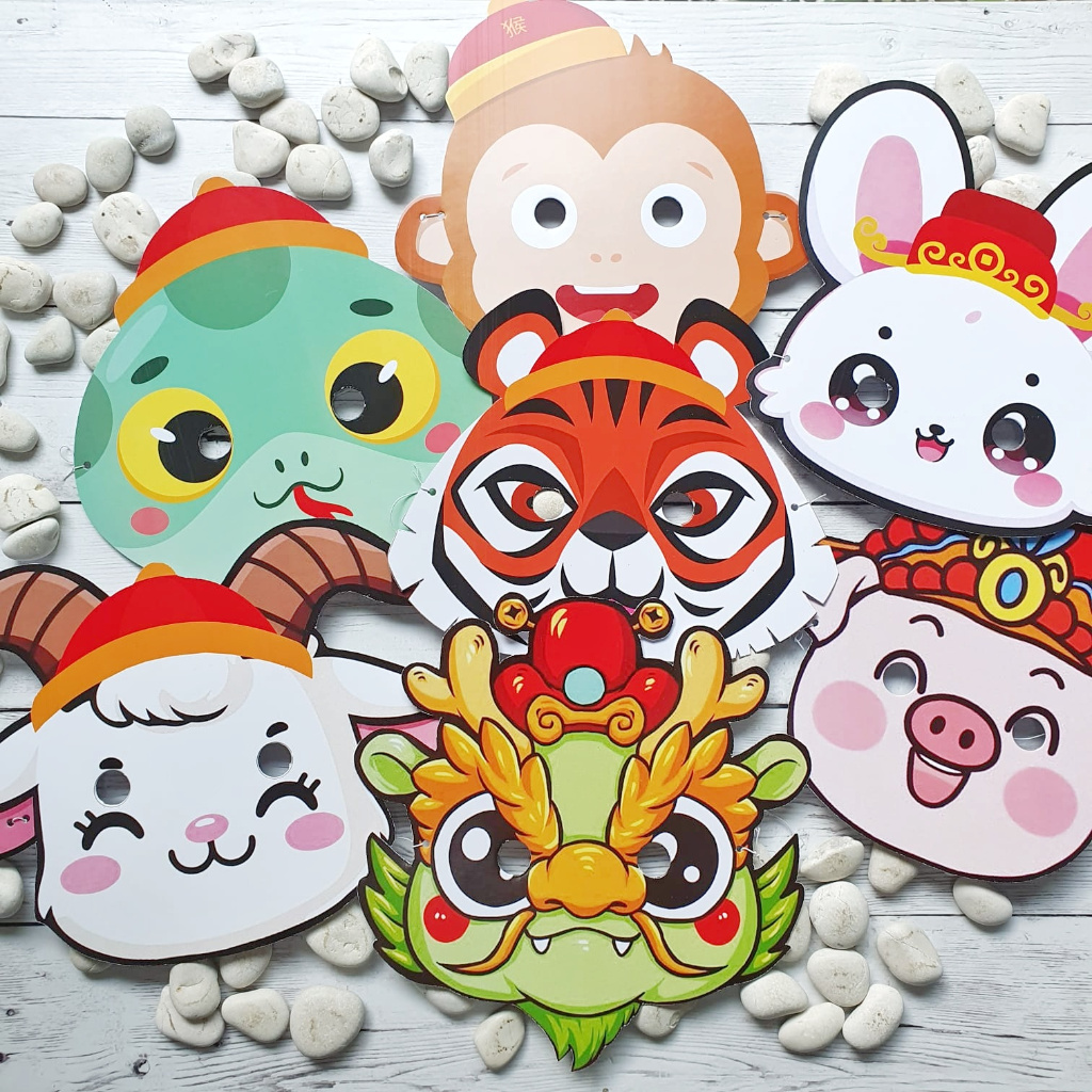 Jual Chinese Zodiac Topeng Pesta Shio Zodiacs CNY Imlek New Year Dragon ...