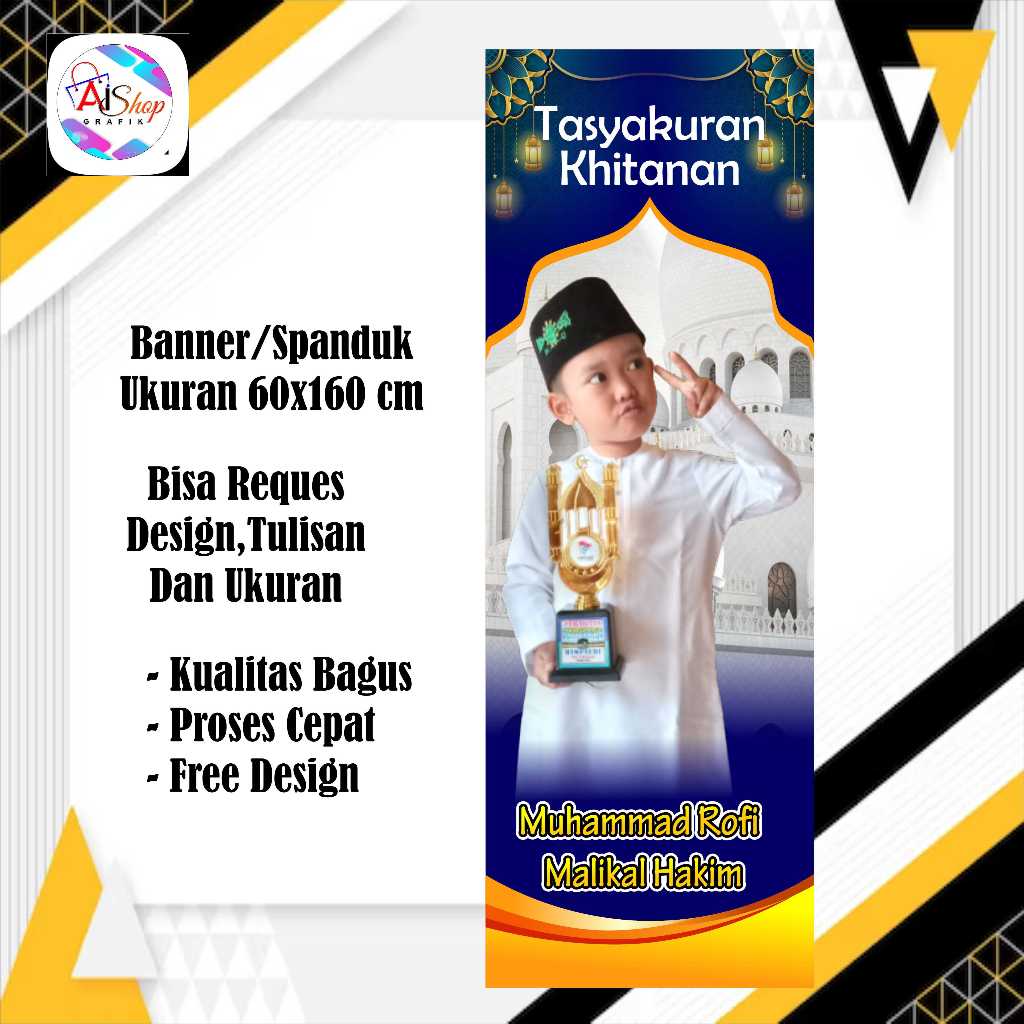 Jual spanduk banner syukuran khitanan uk, 60X160cm | Shopee Indonesia