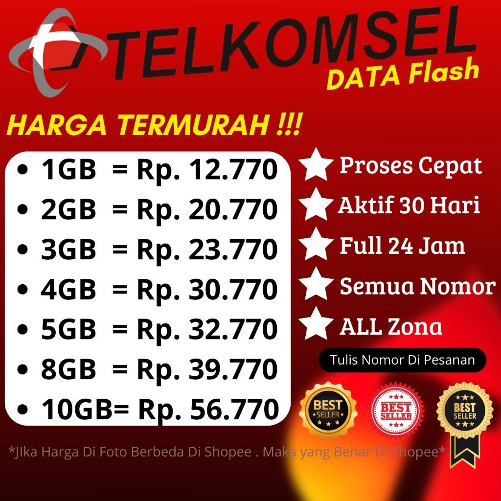 Jual Telkomsel Data Flash Proses Cepat Termurah ALL Zona ( Tanpa ...