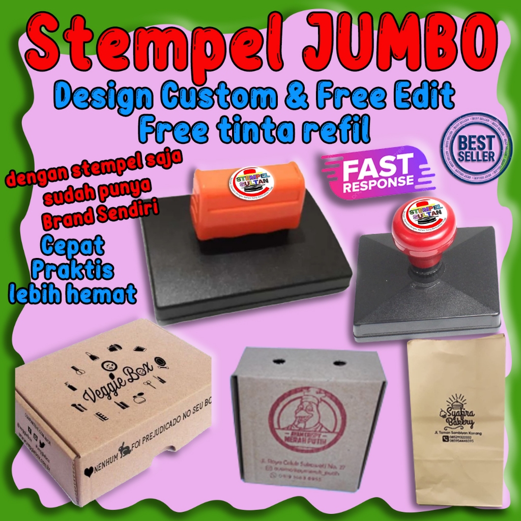 Jual STEMPEL OTOMATIS BESAR design custom free edit dan free tinta ...