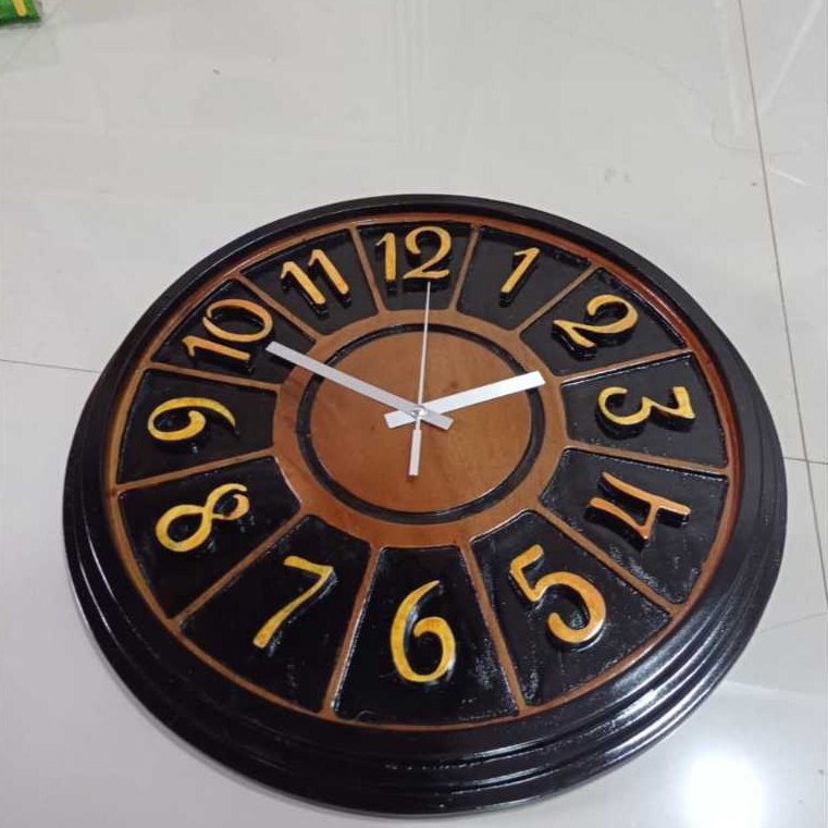 Jual Jam Dinding Bulat Lapis Kayu Jati Modern Terbaru | Shopee Indonesia