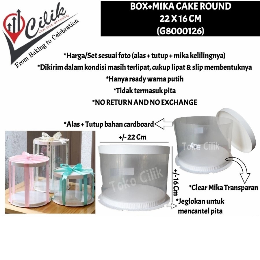 Jual box+mika+cake+round+bulat+22cm+tinggi+kemasan+kue+snack+parsel ...