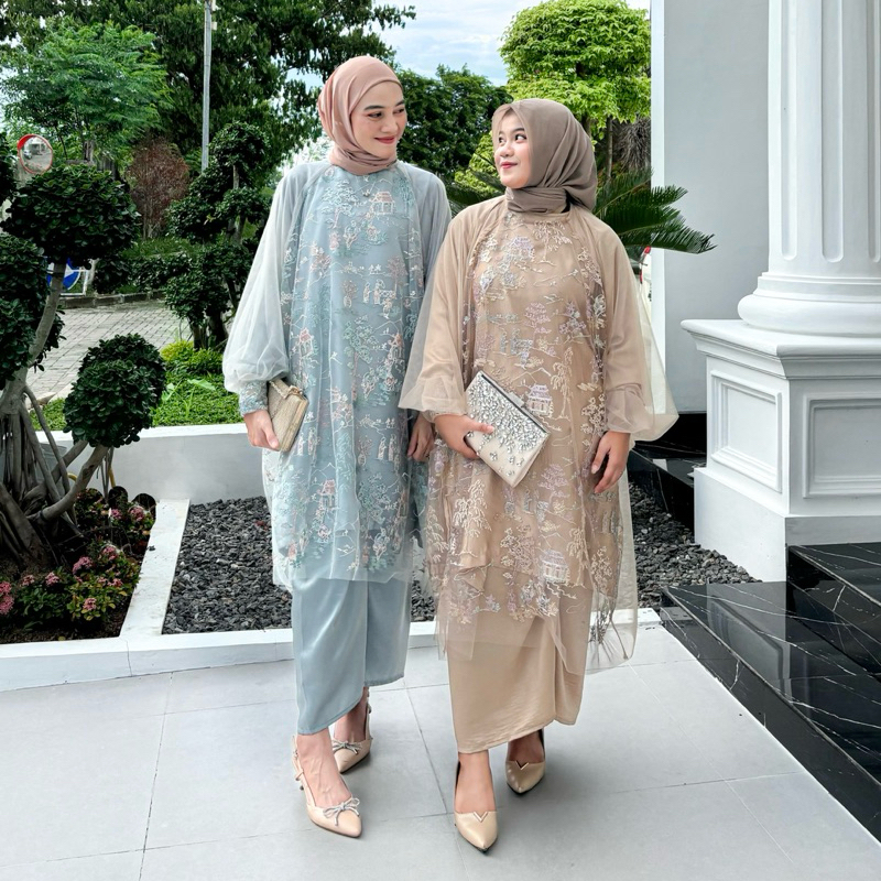 Jual ALANA Set - Setelan Tunik Silk dan Outer Tile + Rok Lilit Silk ...