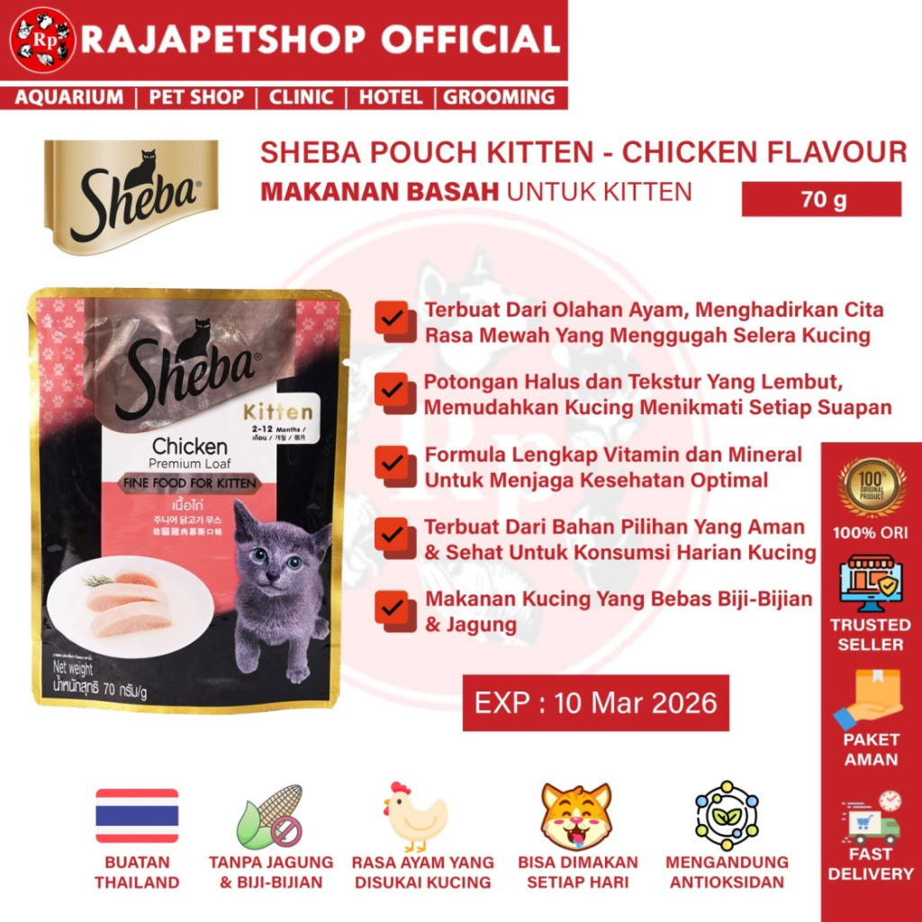 Jual SHEBA POUCH KITTEN CHICKEN FLAVOUR 70 GR – MAKANAN BASAH UNTUK ...