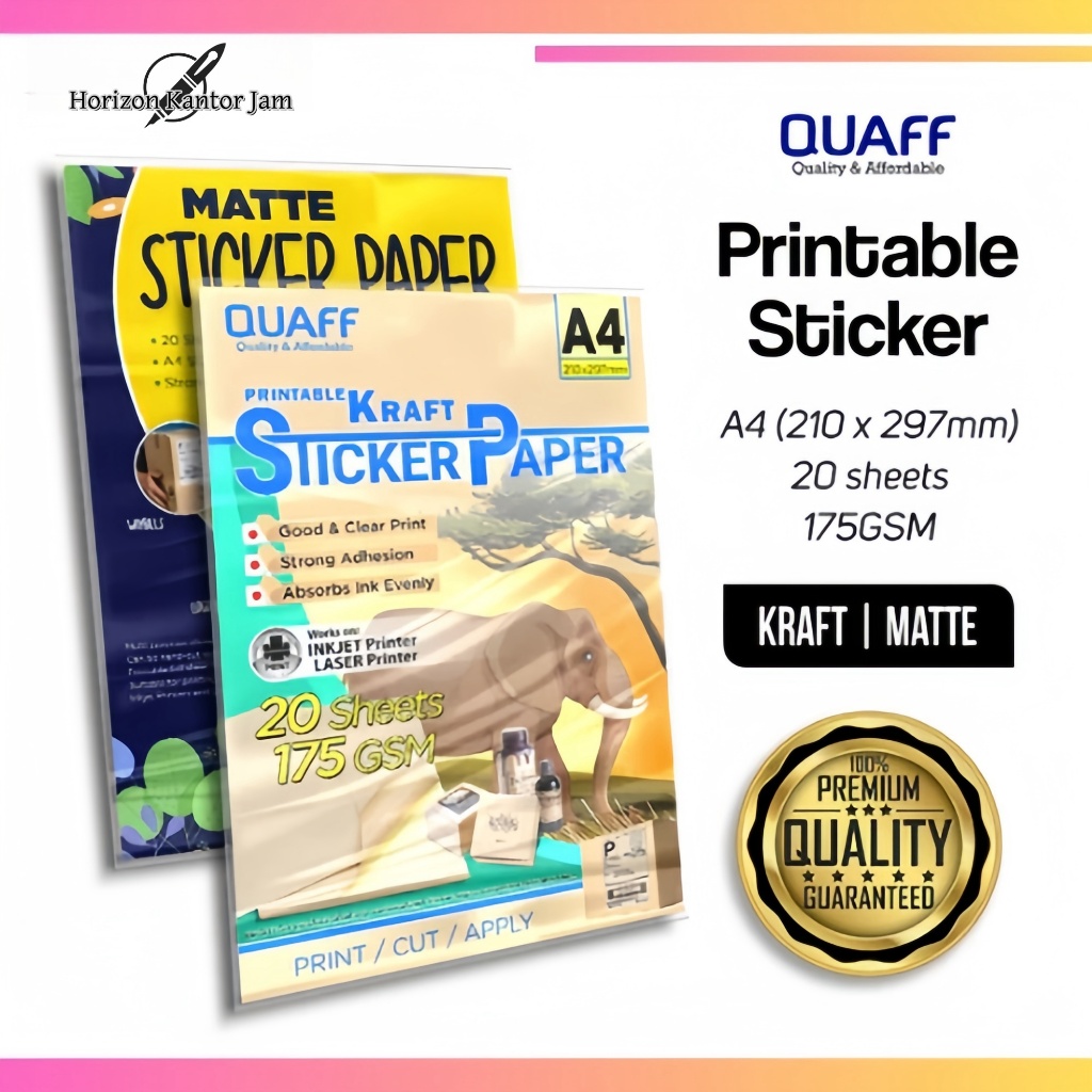 Jual Kertas Stiker Foto Label Matte / Kraft Ukuran A4 175gsm (Paket 20 ...