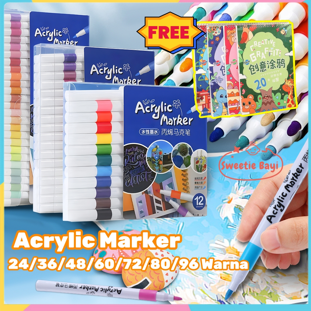 Jual 【SweetieBayi】(BUY 1 TAKE 1 BOOK) Acrylic Marker Set Spidol Akrilik ...