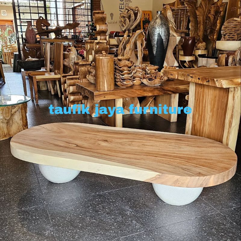 Jual Coffe table kayu trembesi solid oval | Shopee Indonesia