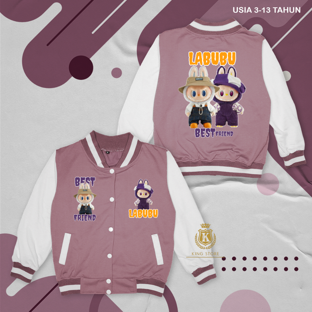 Jual Varsity Jacket Baseball Anak Labubu Perempuan Umur 2 Sampai 13 ...