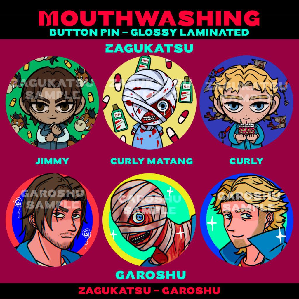 Jual Curly Jimmy Mouthwashing Fanmerch Can Badge Pin by Garoshu ...