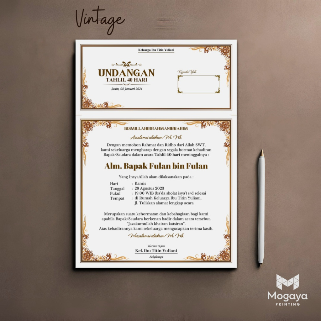 Jual Undangan Tahlil Tahlilan Haul Kenduri Kematian 7 40 100 1000 Hari ...