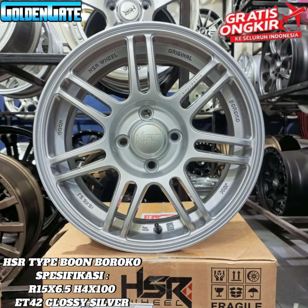 Jual Velg hsr boon boroko ring 15 lebar 6.5 pcd 4x100 et42 cocok untuk ignis, brio city, jazz ...