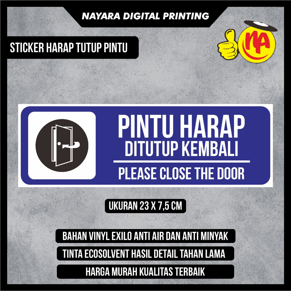 Jual Sign Sticker label pintu harap ditutup kembali / stiker vinyl ...