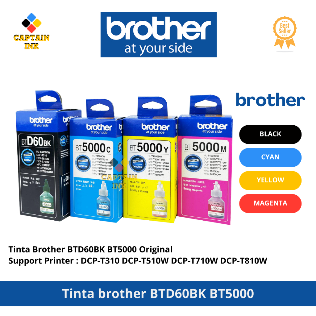 Jual 1 SET 4 PCS Tinta Brother BTD60 BT5000 Support Printer DCP-T310 ...
