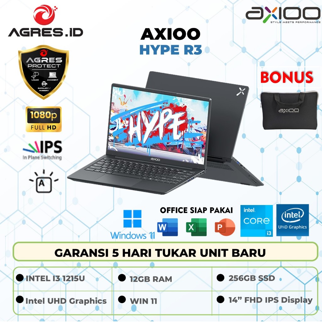 Jual Laptop Axioo Hype R3 I3 1215 Ram 12GB Ssd 256GB Win 11 14" Fhd Ips ...
