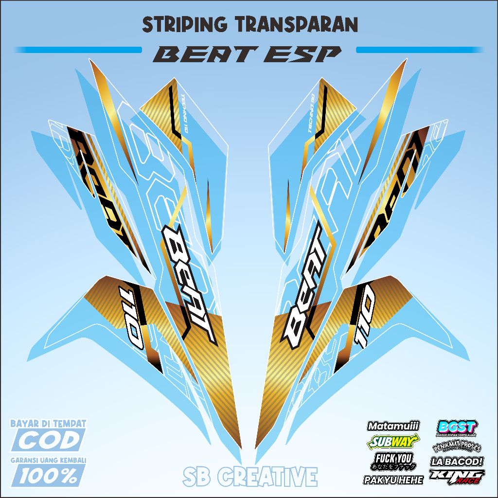 Jual COD - Stiker Transparan Beat ESP 110 - Striping Honda Beat Esp ...
