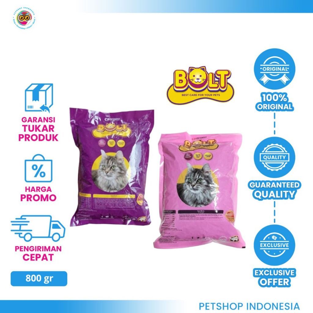 Jual Bolt Cat Food Repack 800gr (kemasan) - Makanan Kucing Dewasa ...