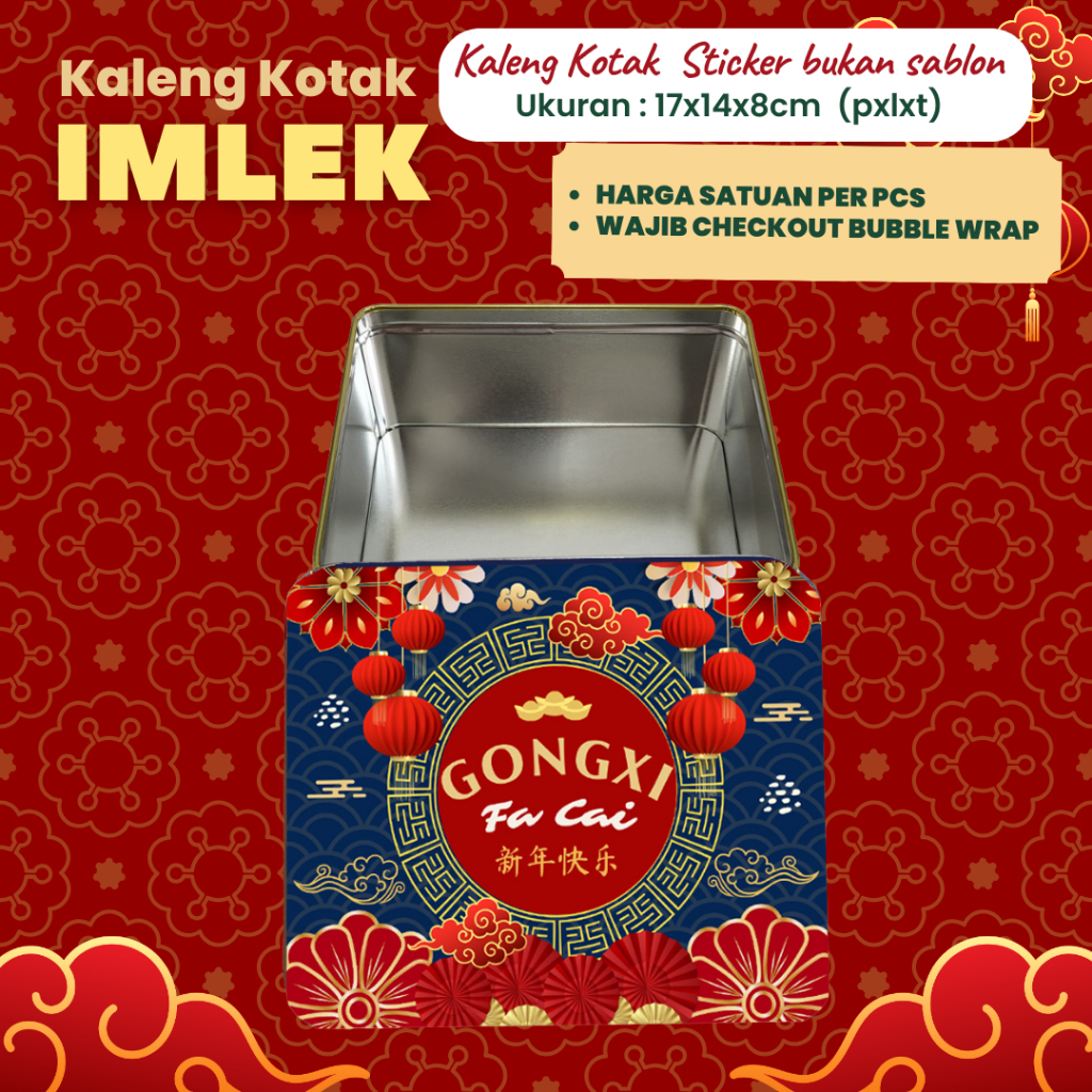 Jual Box Imlek Kotak Hampers Imlek Kaleng CNY Navy Shio ULAR Gong Xi Fa ...