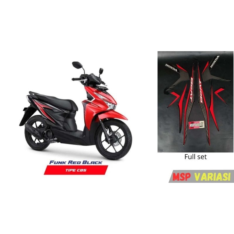 Jual beat 2024 2025 merah hitam striping list lis stiker polet | Shopee ...