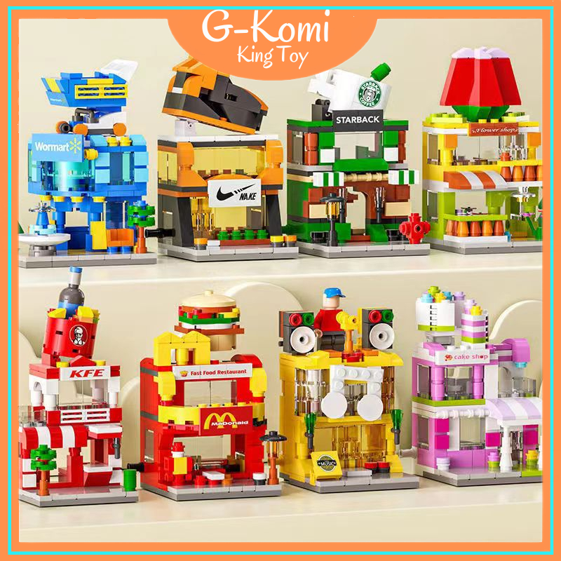 Jual Mainan Blok Bangunan Building Balok Blok Mini City Toko Street DIY ...