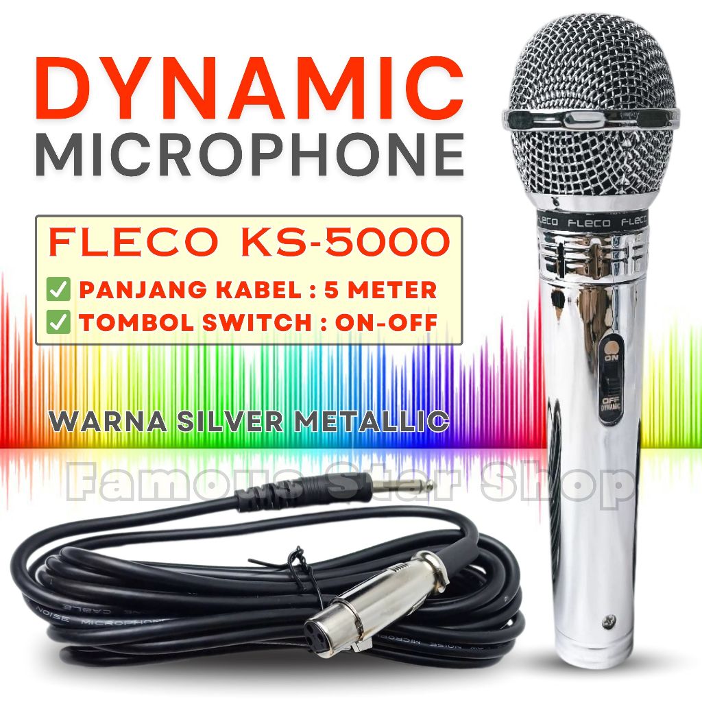 Jual Mic Karaoke Original Dynamic Microphone FLECO KS-5000 SILVER ...
