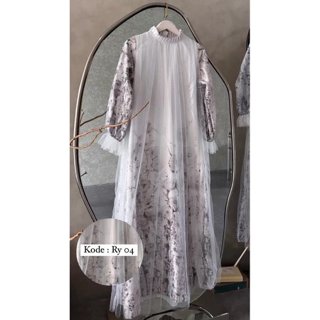 Jual NEW- RAYYA DRESS SILK PRINT + TILLE POLOS KONDANGAN GAMIS BRUKAT ...