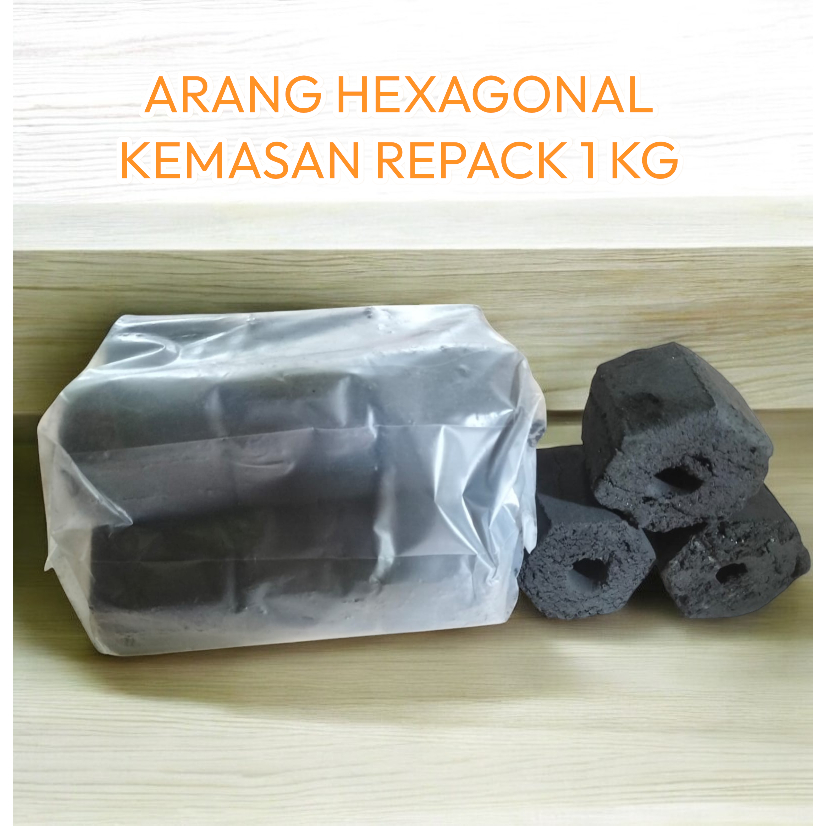 Jual 1kg arang briket areng batok kayu hexagonal barbeque murah ...