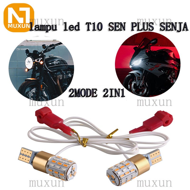 Jual 2pcs Lampu Led T10 2 Mode sein dan senja Motor 2IN1 SENJA+SEN 54 ...