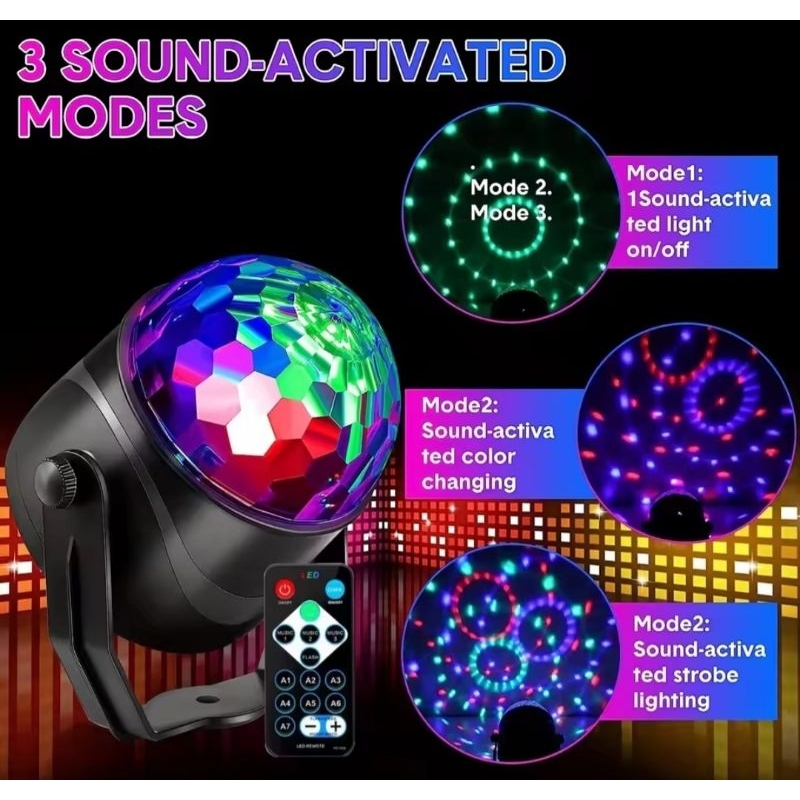 Jual lampu disco mini LED projector RGB putar otomatis sensor suara ...