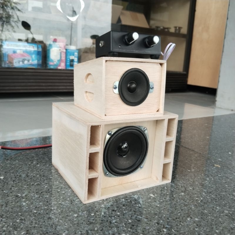 Jual Amplifier mini plus speaker 3in sub 2in mid siap pakai | Shopee ...