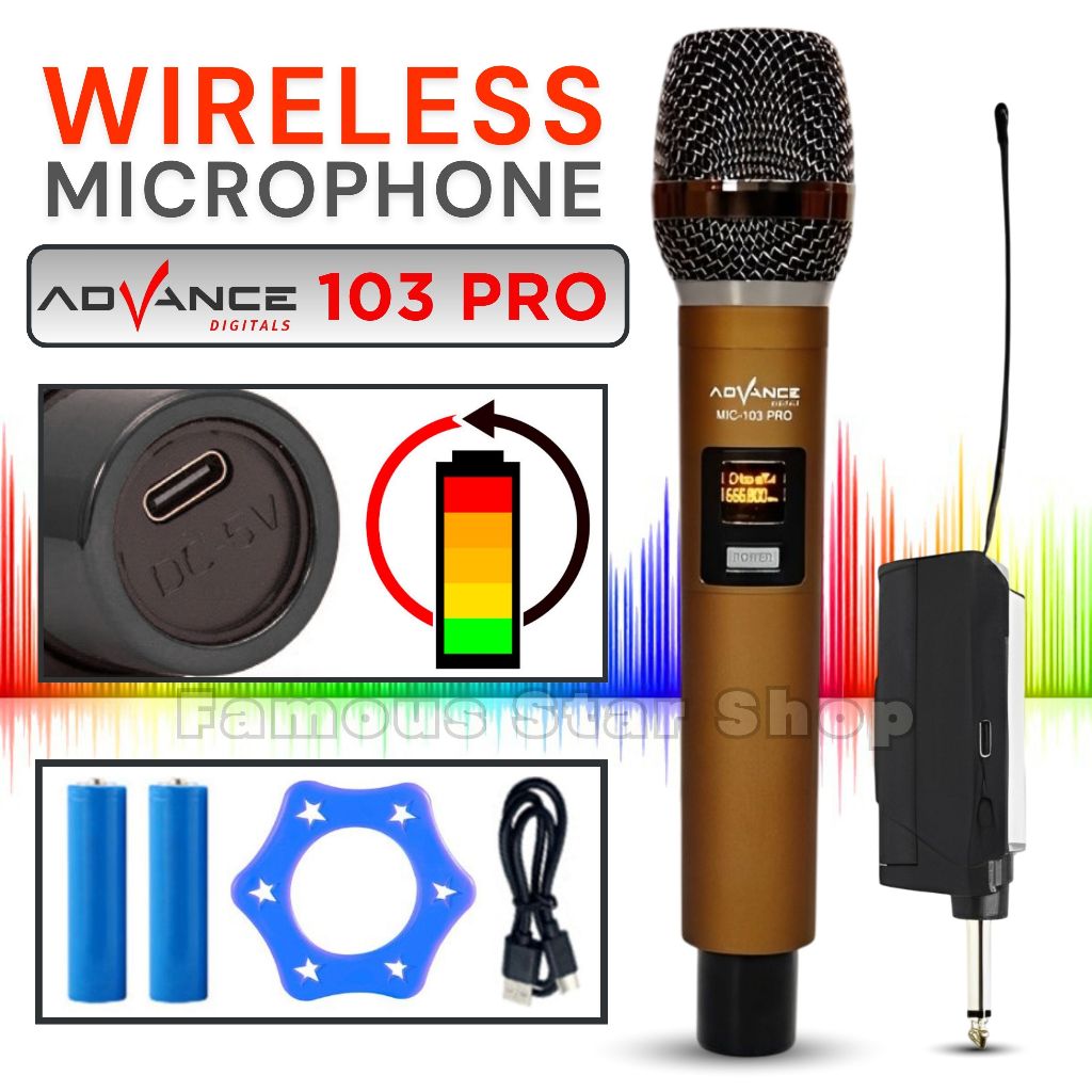 Jual Bronze Mic Wireless Profesional Microphone Cas USB ADVANCE 103 PRO ...