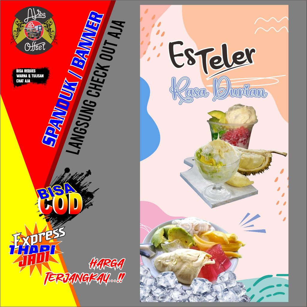Jual SPANDUK / BANNER ES TELER DURIAN | Shopee Indonesia