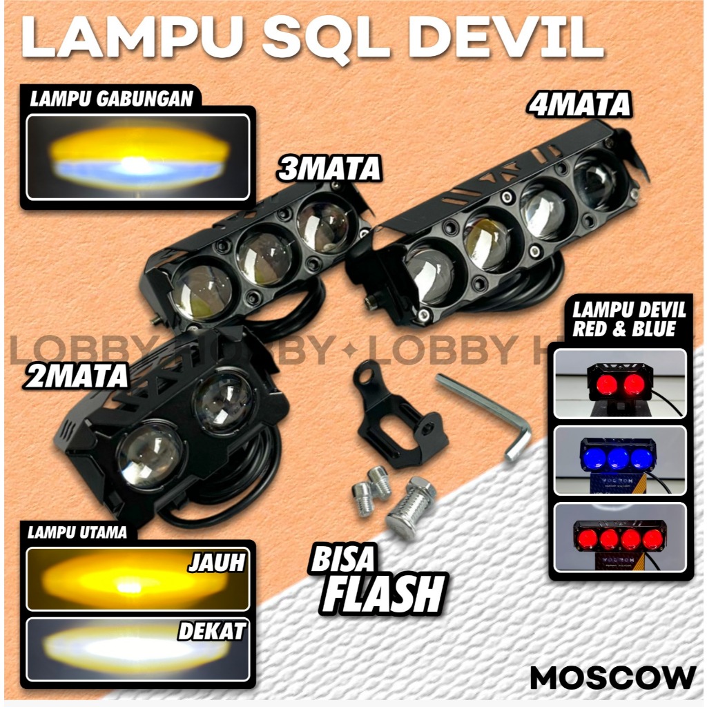 Jual LAMPU SQL 3 MATA DENGAN DEVIL ANGEL EYE WARNA BIRU MERAH LAMPU ...