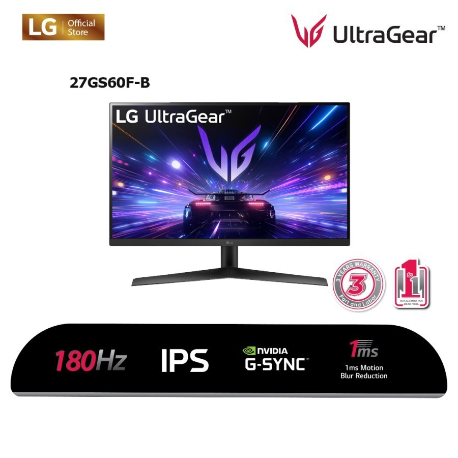 Jual LG 27" 27GS60F-B UltraGear FHD IPS 180Hz 1ms Gaming Monitor / 27 ...