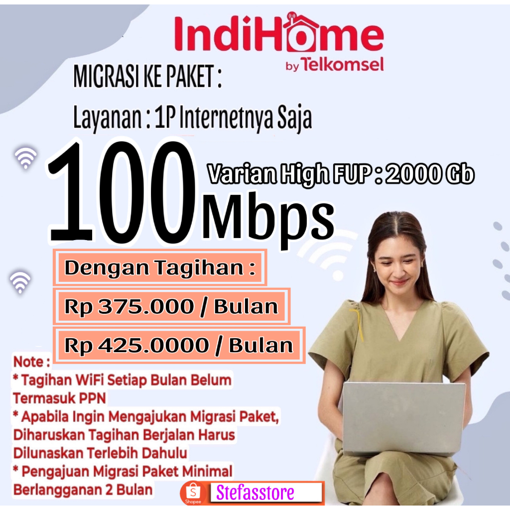 Jual MIGRASI INDIHOME PAKET 1P INTERNET ONLY 100 MBPS UPGRADE/DOWNGRADE ...