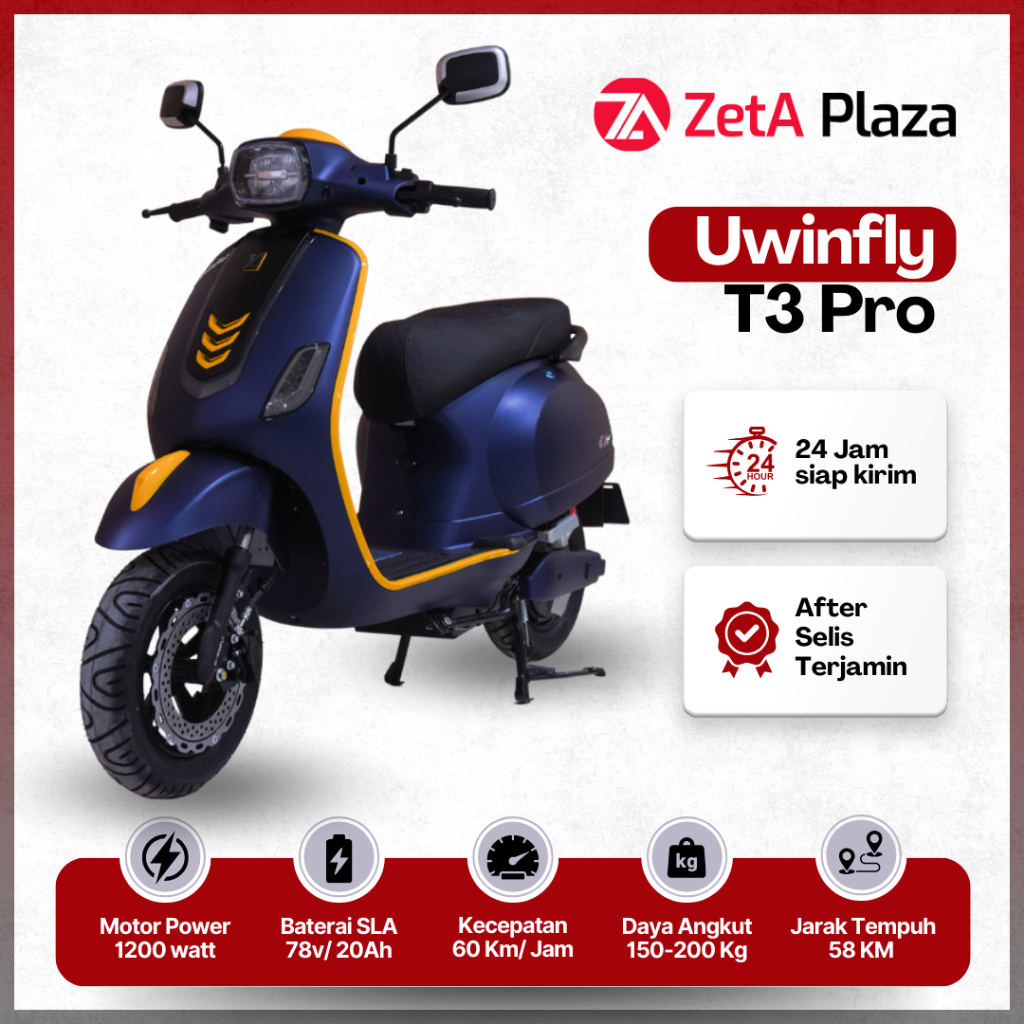Jual Motor Listrik Uwinfly T3 PRO Vespa Baterai 72V20Ah 1200W Garansi Resmi Uwinfly Indonesia ...