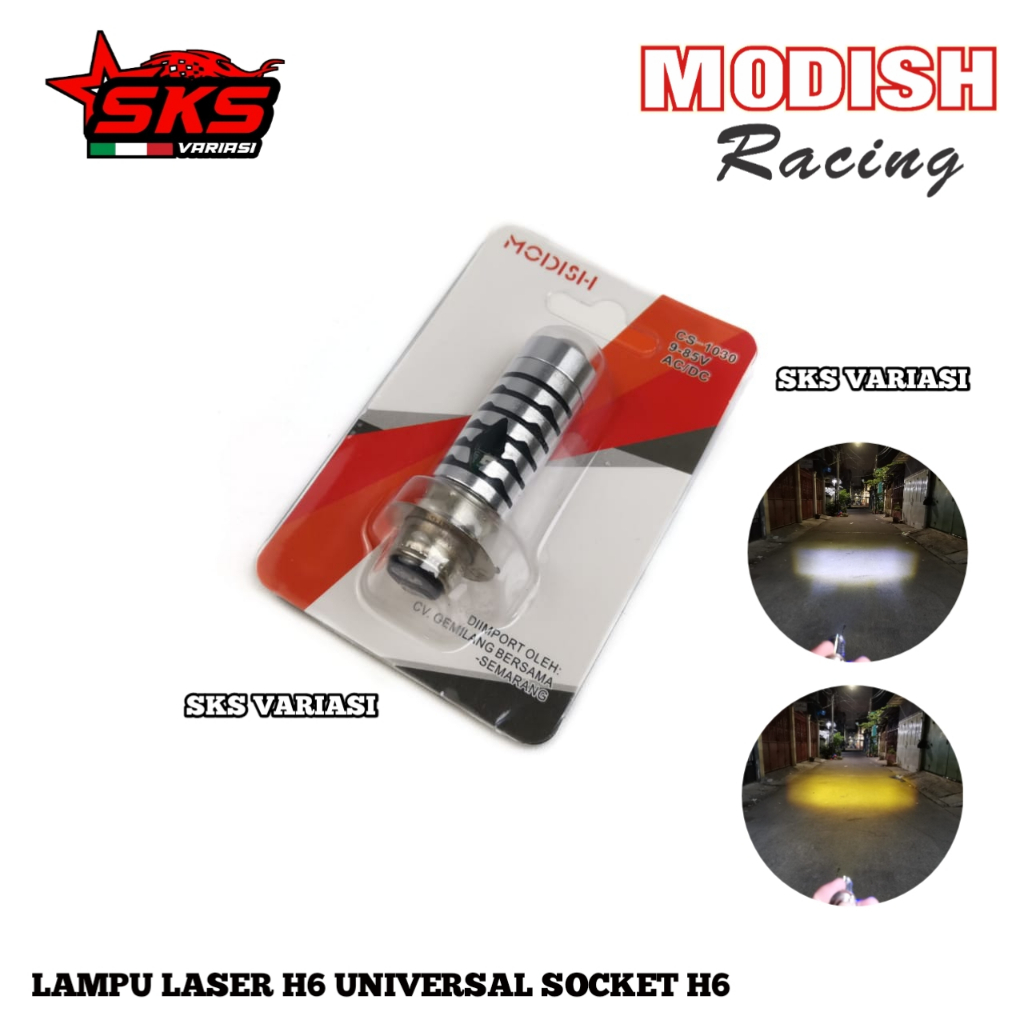 Jual Lampu Utama LED H6 Laser 2 Warna LED H6 Laser Motor Universal Putih Kuning Plus Senja Biru ...