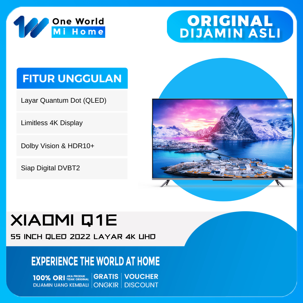 Jual TV Xiaomi Q1E 55 INCH QLED 2022 LAYAR 4K UHD ANDROID TV | Shopee Indonesia