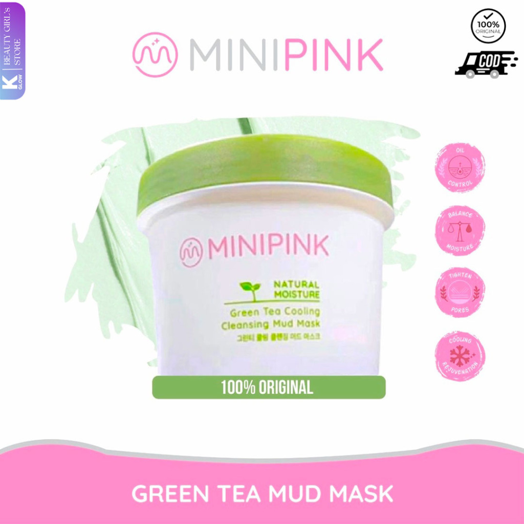 Jual [ KGLOW ] MINIPINK Green Tea Mud Clay Mask Masker Wajah Green Tea Membersihkan Pori Wajah ...