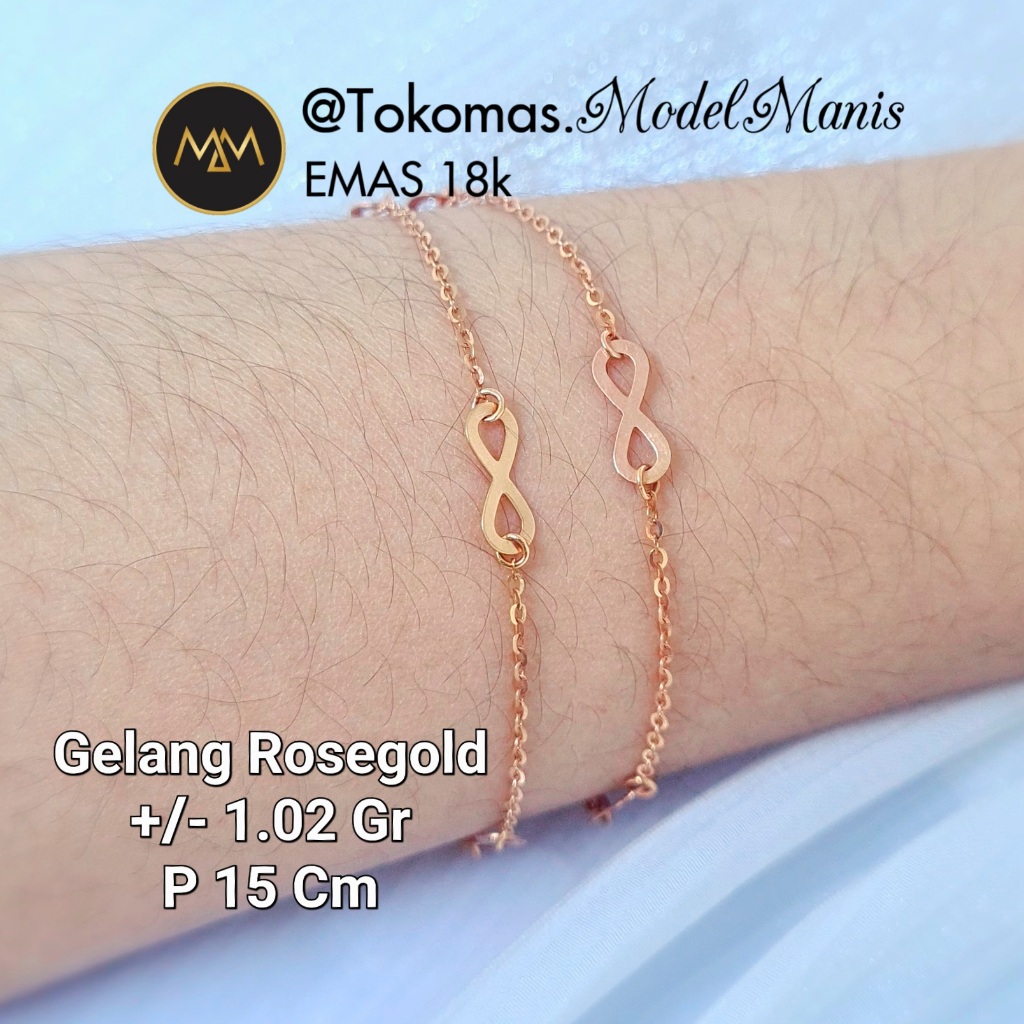 Jual Gelang Infinity Italy Rosegold 750 kadar 18k | Shopee Indonesia