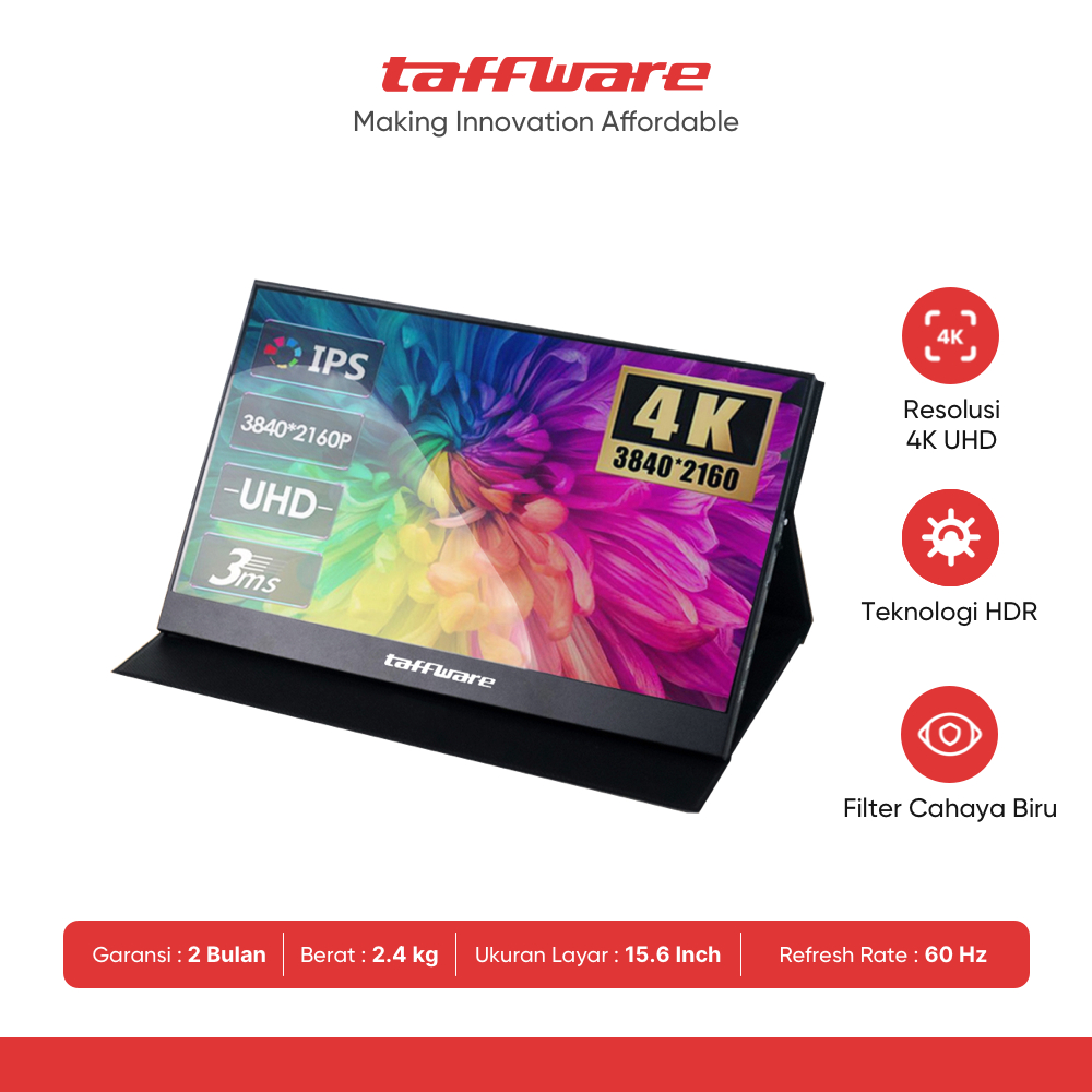 Jual Taffware Portable Monitor UHD 15.6 Inch 4K IPS 60Hz AMD FreeSync ...