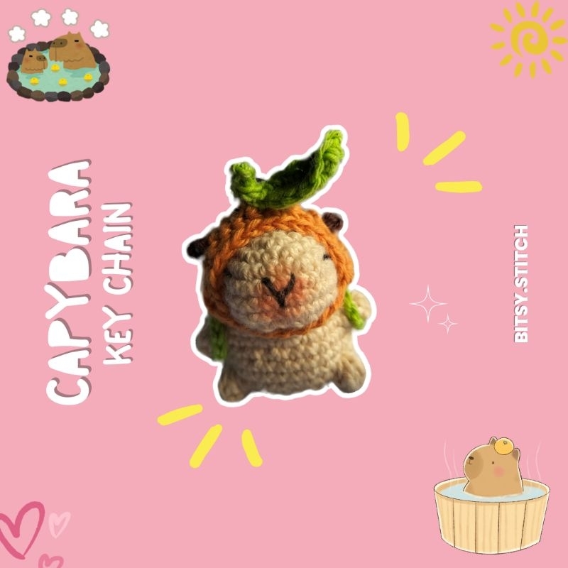 Jual (CAPYBARA GOES TO SCHOOL) | gantungan kunci rajut capybara ...