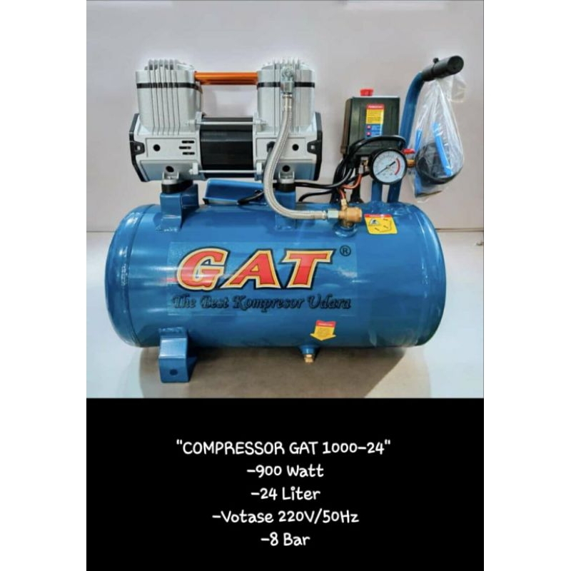 Jual COMPRESSOR LISTRIK TANPA OLI GAT 1000-24L | Shopee Indonesia