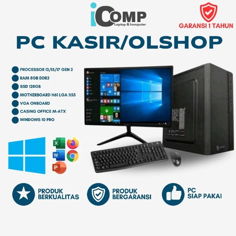 Jual Paket PC Kasir & Bisnis Online Core i5 LED 19" inc Fullset New ...
