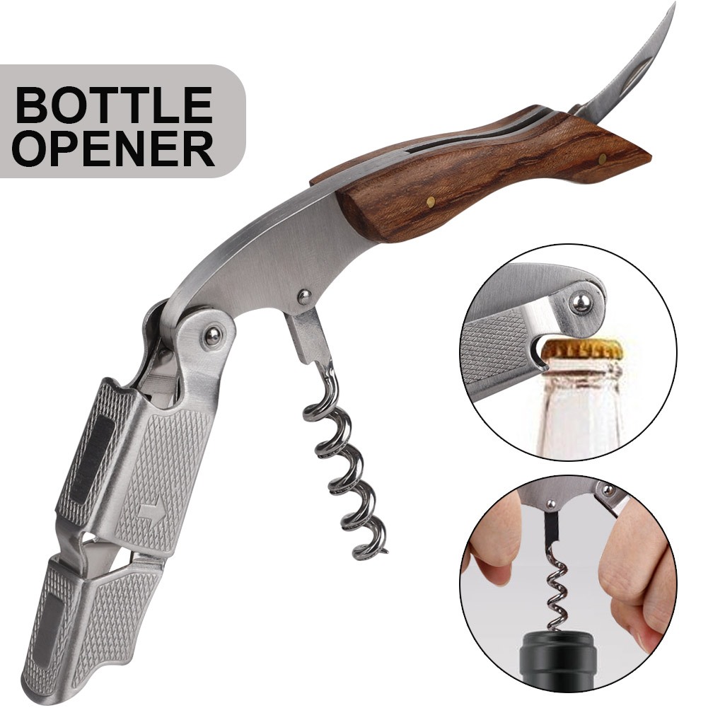 Jual Alat Pembuka Botol Corkscrew Wine Opener Motif Kayu - Pembuka ...